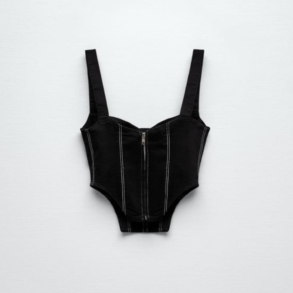 Zara | Tops | Nwt Zara Denim Corset Top | Poshmark